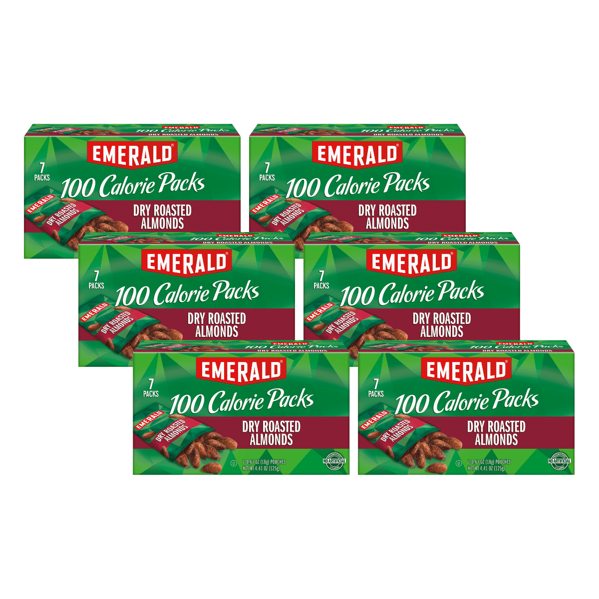 Emerald Nuts Dry Roasted Almonds, 100-Calorie Packs, 7 Count (Pack of 6 ...