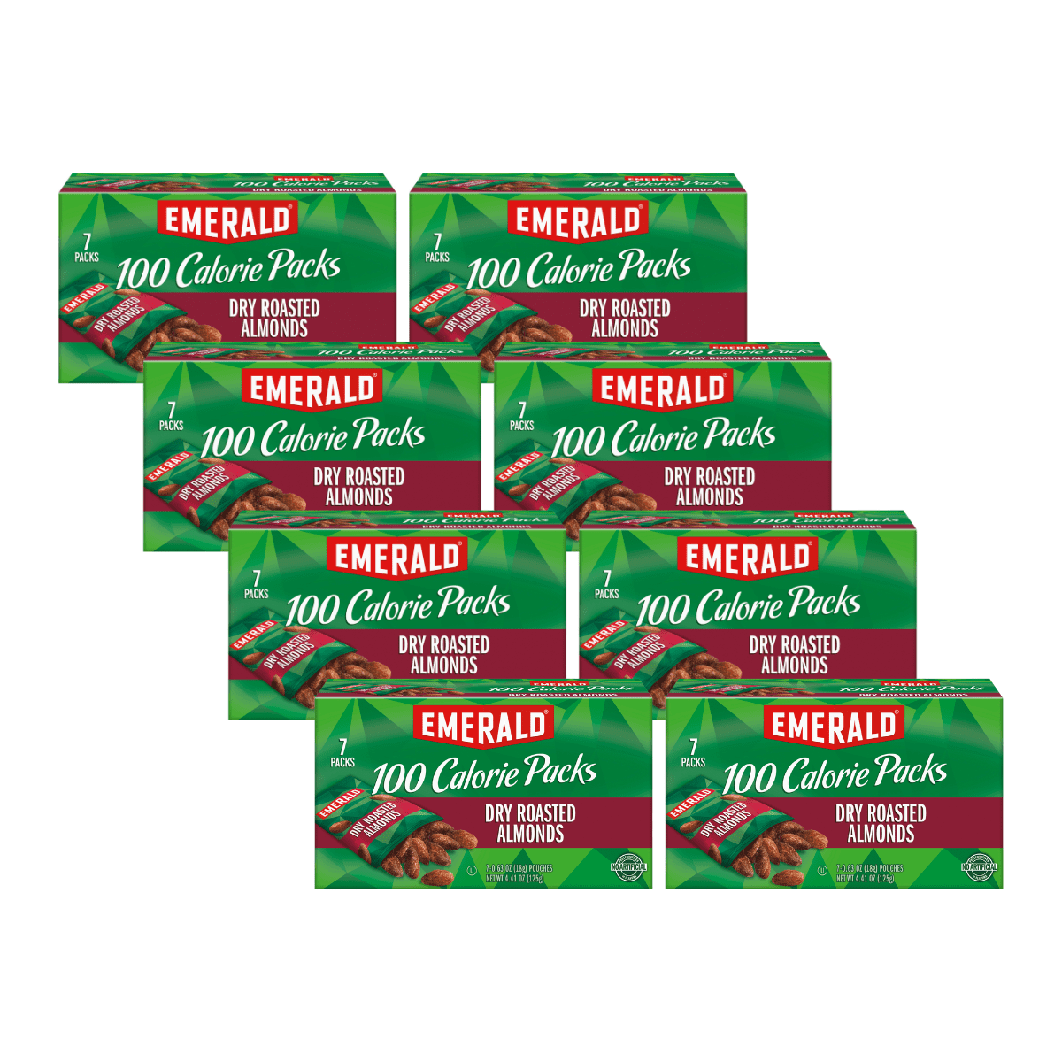 Emerald Nuts Dry Roasted Almonds, 100-Calorie Packs, 7 Count (Pack of 8 ...