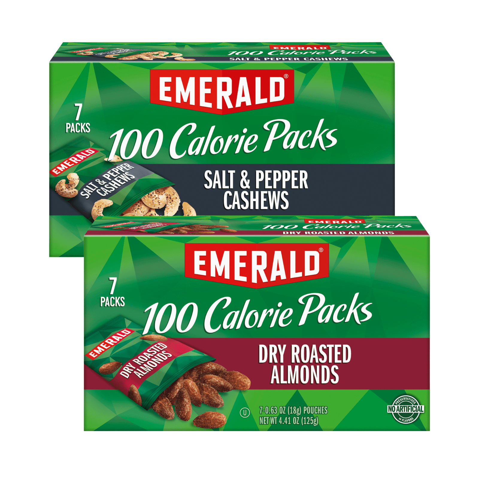 Emerald Nuts Dry Roasted Almonds & Salt and Pepper Seasoned Cashews 100 ...