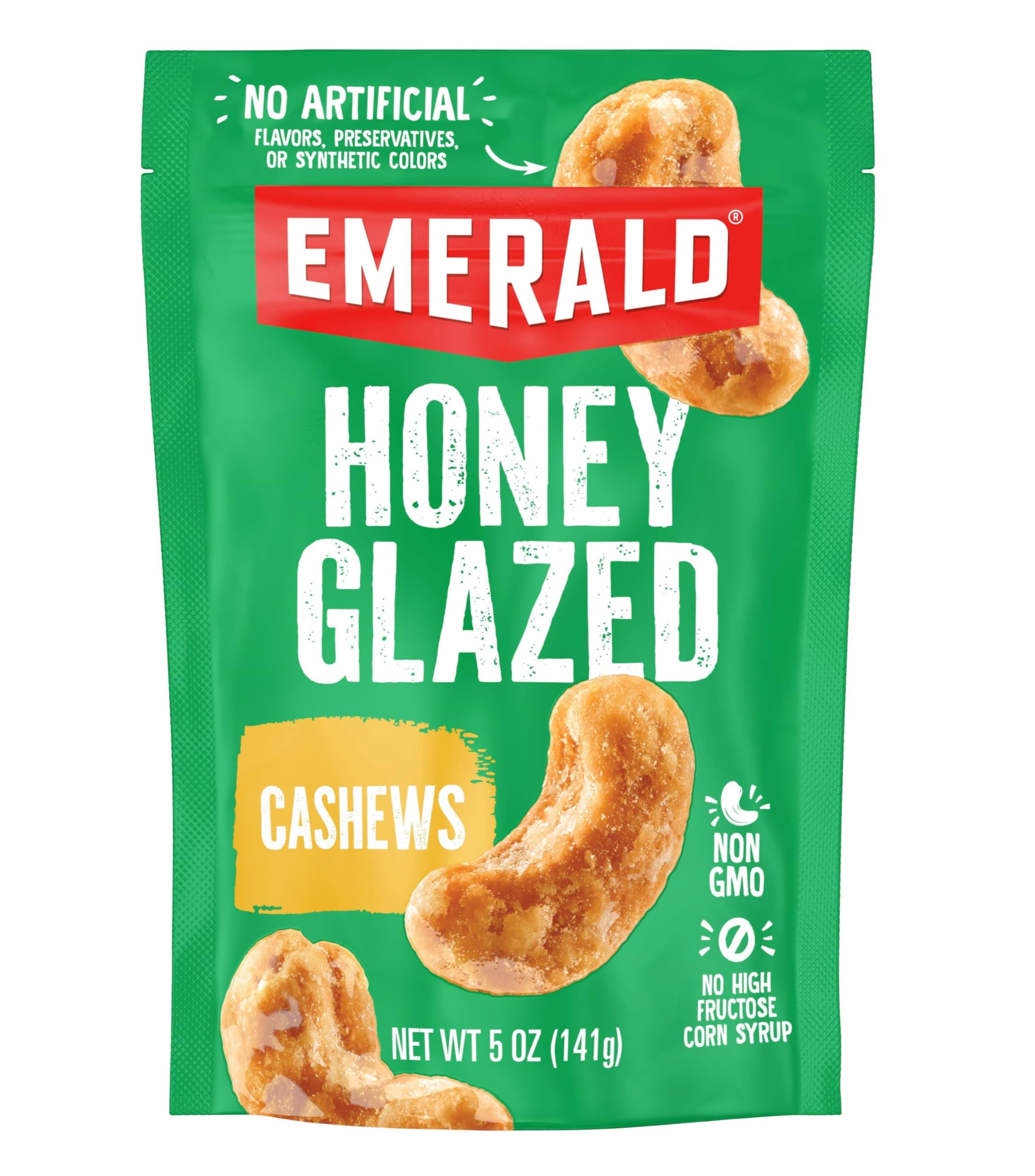 Emerald Nuts Honey Glazed DMF15 Cashews (1-Pack), 5oz Resealable Bag ...
