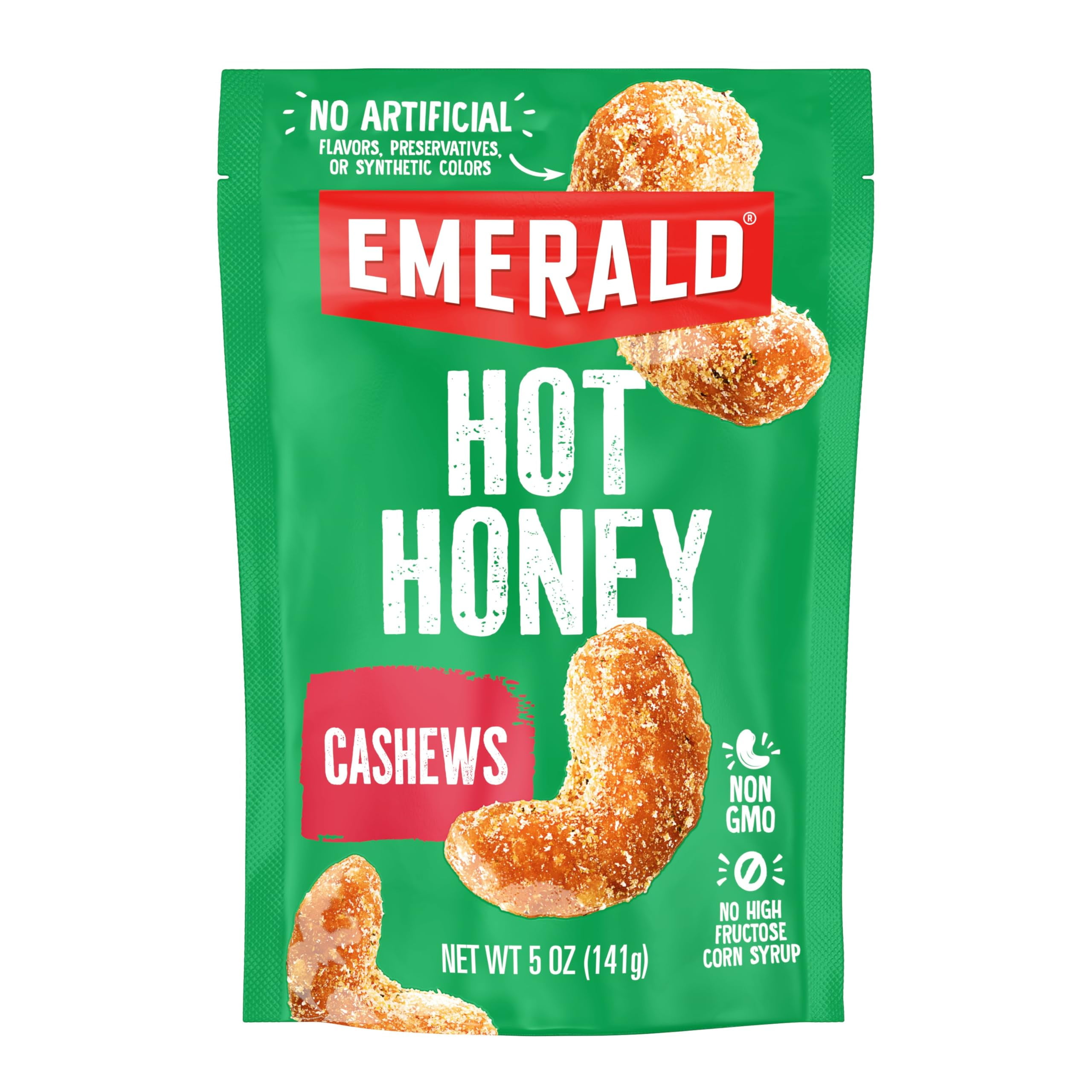Emerald Nuts Hot Honey SBF3 Cashews (1-Pack) | 5oz Resealable Bag | Kosher Dairy Certified, Non ...