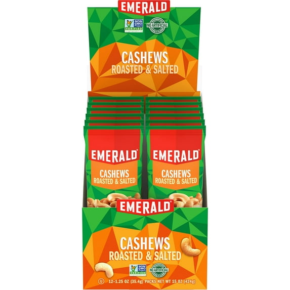 Emerald Nuts Roasted & GGA1 Salted Cashews 12 Ct 1.25 Oz Individual ...
