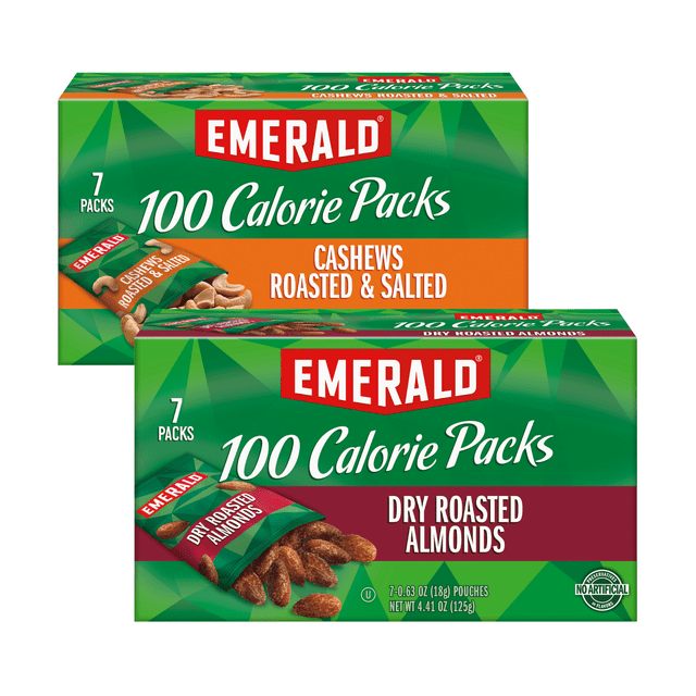Emerald Nuts Roasted and Salted Cashews & Dry Roasted Almonds, 100 ...