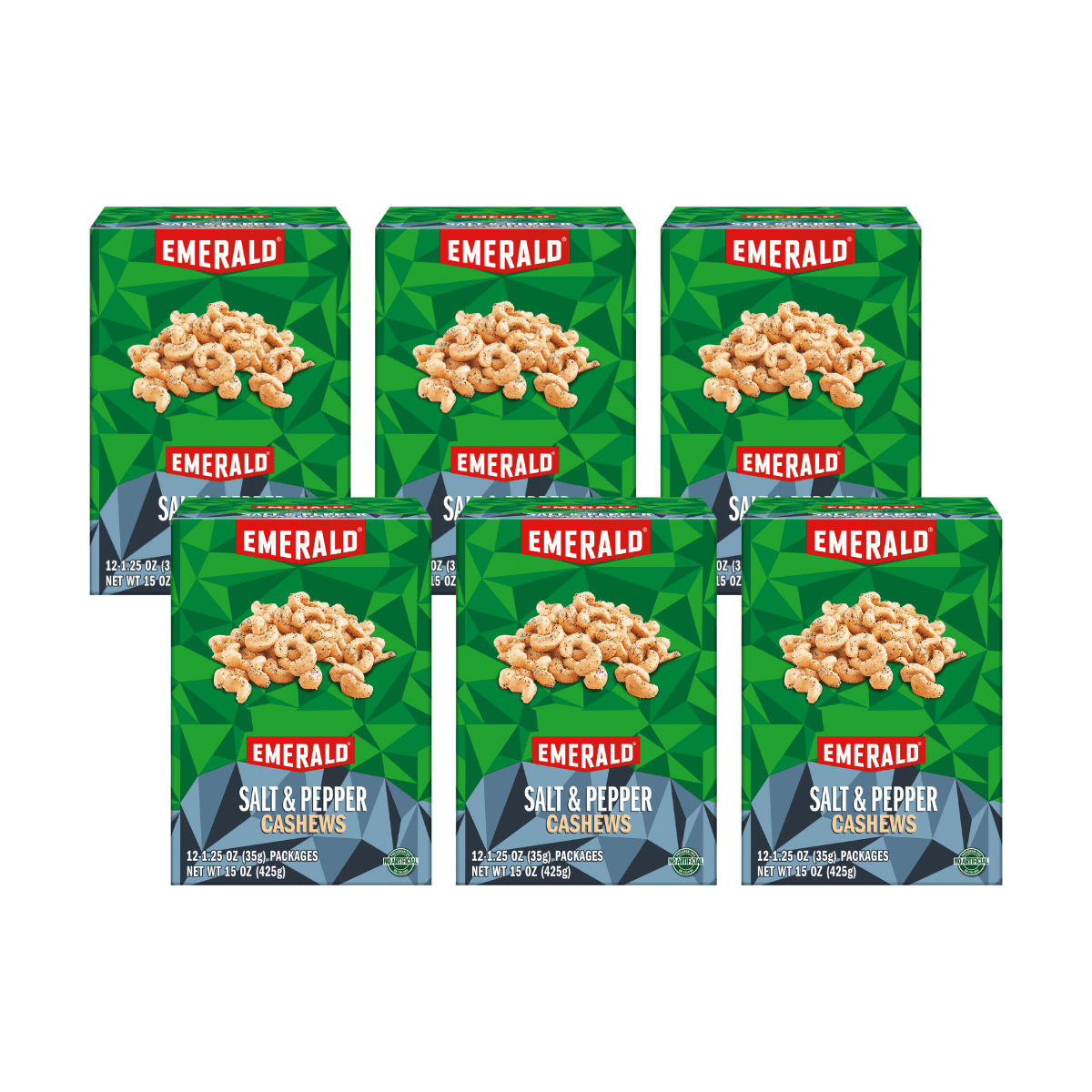 Emerald Nuts, Salt And Pepper Cashews, 12 ct, 15 oz Box (Pack of 6 ...