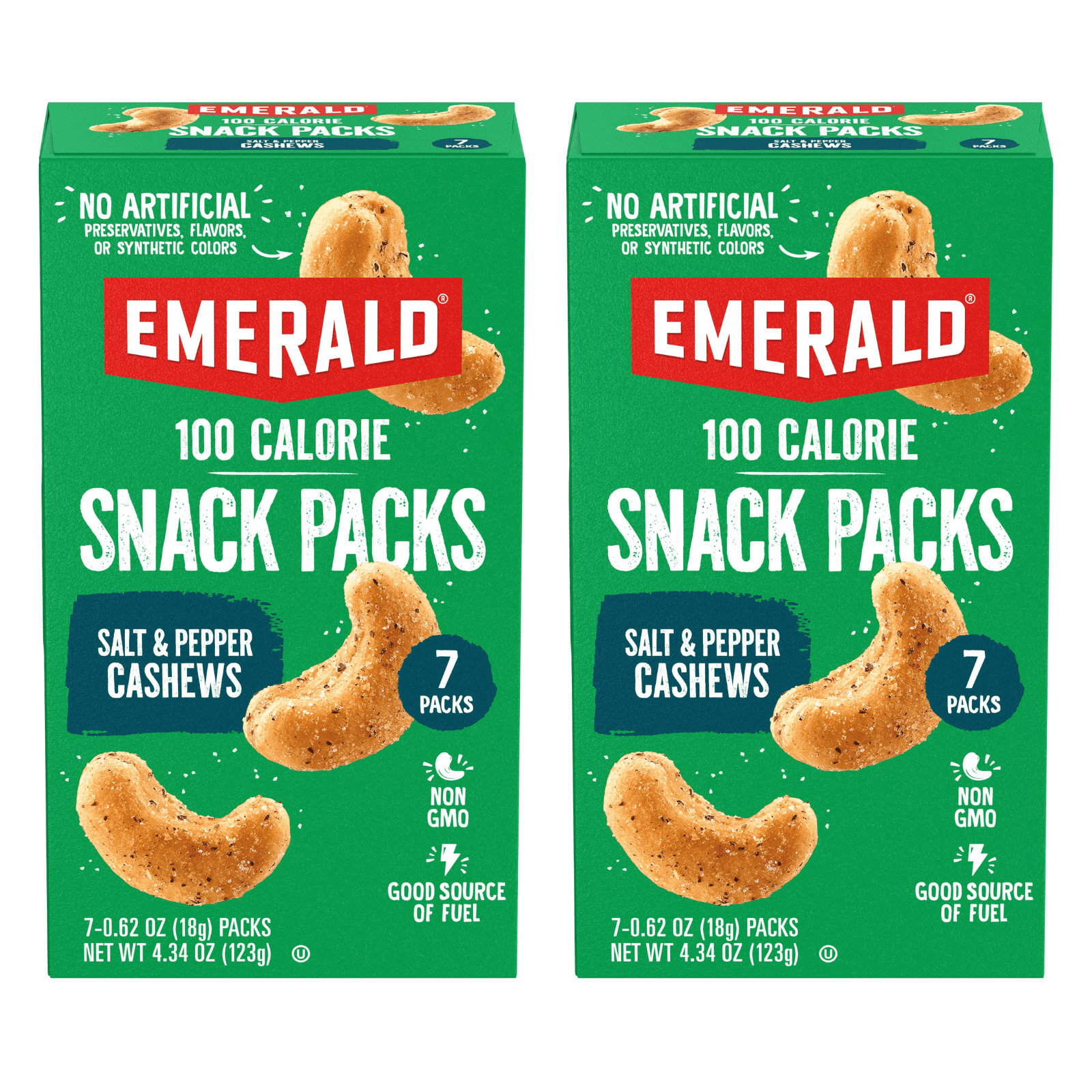 Emerald Nuts, Salt & Pepper Cashews, 100 Calorie Packs, 7 Ct, 4.34 oz ...