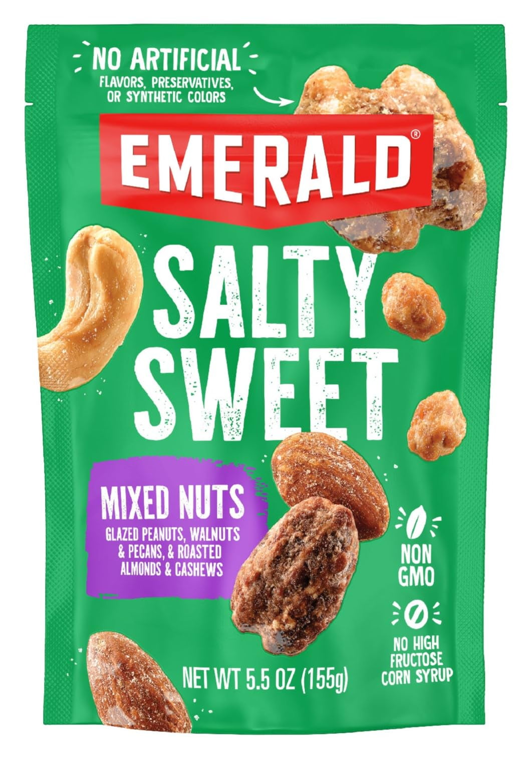 Emerald Nuts Salty Sweet Mixed Nuts TVS1 (1-Pack), Features Kettle Glazed Peanuts, Almonds ...