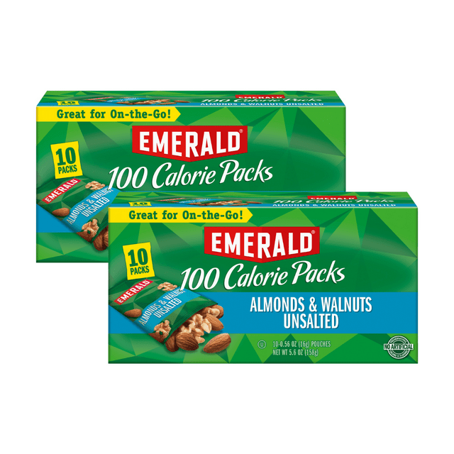 Emerald Nuts, Unsalted Almonds & Walnuts, 100 Calorie Packs, 10 CT, 5.6 ...