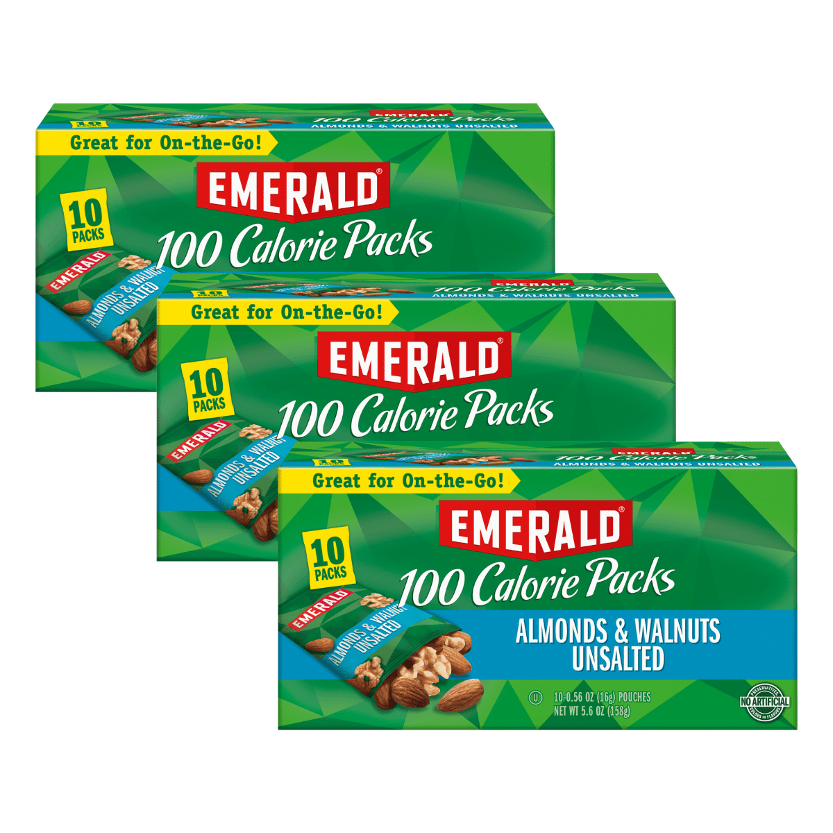 Emerald Nuts, Unsalted Almonds & Walnuts, 100 Calorie Packs, 10 CT, 5.6 ...