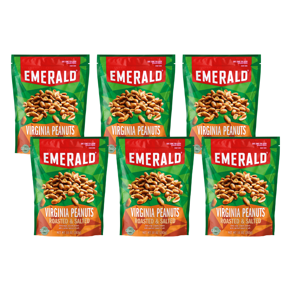 Emerald Nuts Virginia Peanuts Roasted and Salted, 10 oz Resealable Bag ...