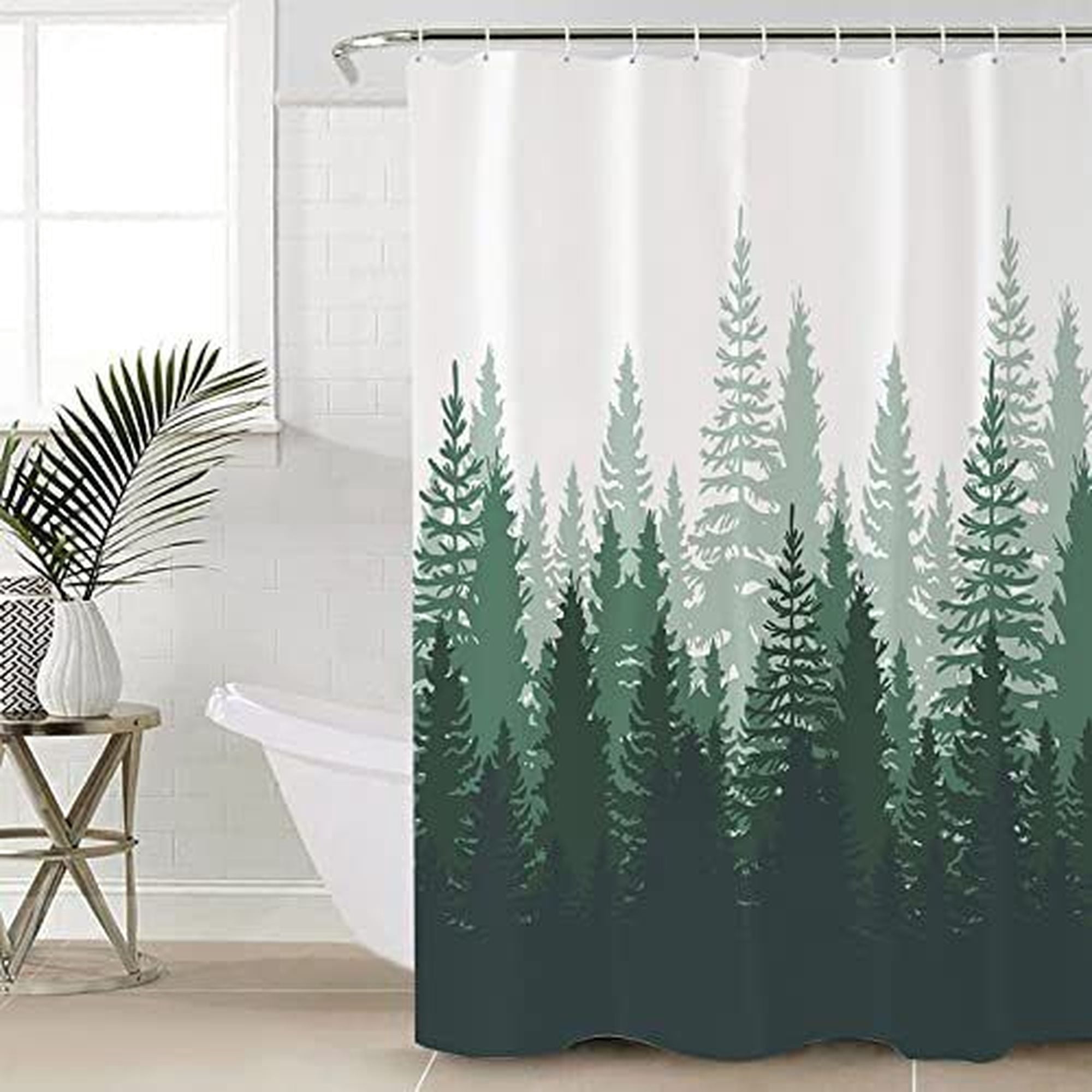 Emerald Oasis: Trendy Ombre Shower Curtain for a Chic Bathroom ...