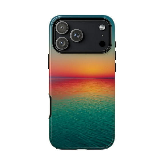 Emerald Ocean Sunset Sky Scenic Horizon Nature Art Phone Case with ...