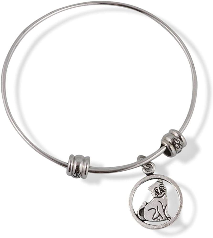 Emerald Park Jewelry Cat Sitting Within a Circle Fancy Bangle - Walmart.com