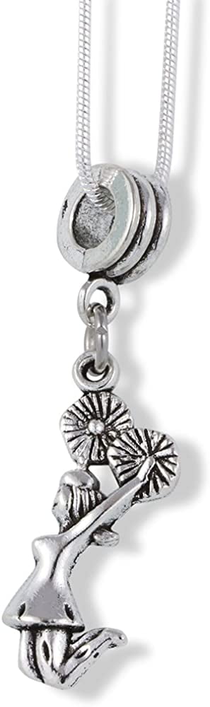 Cheerleader with Pom Poms Charm Snake Chain Necklace - Walmart.com
