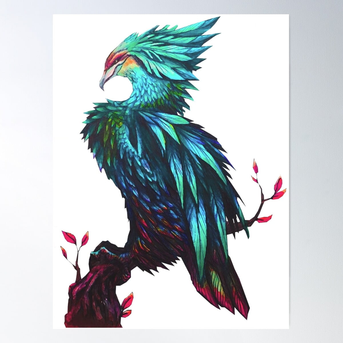 Emerald Phoenix Poster Wall Art, Modern Wall Decor For Living Room ...