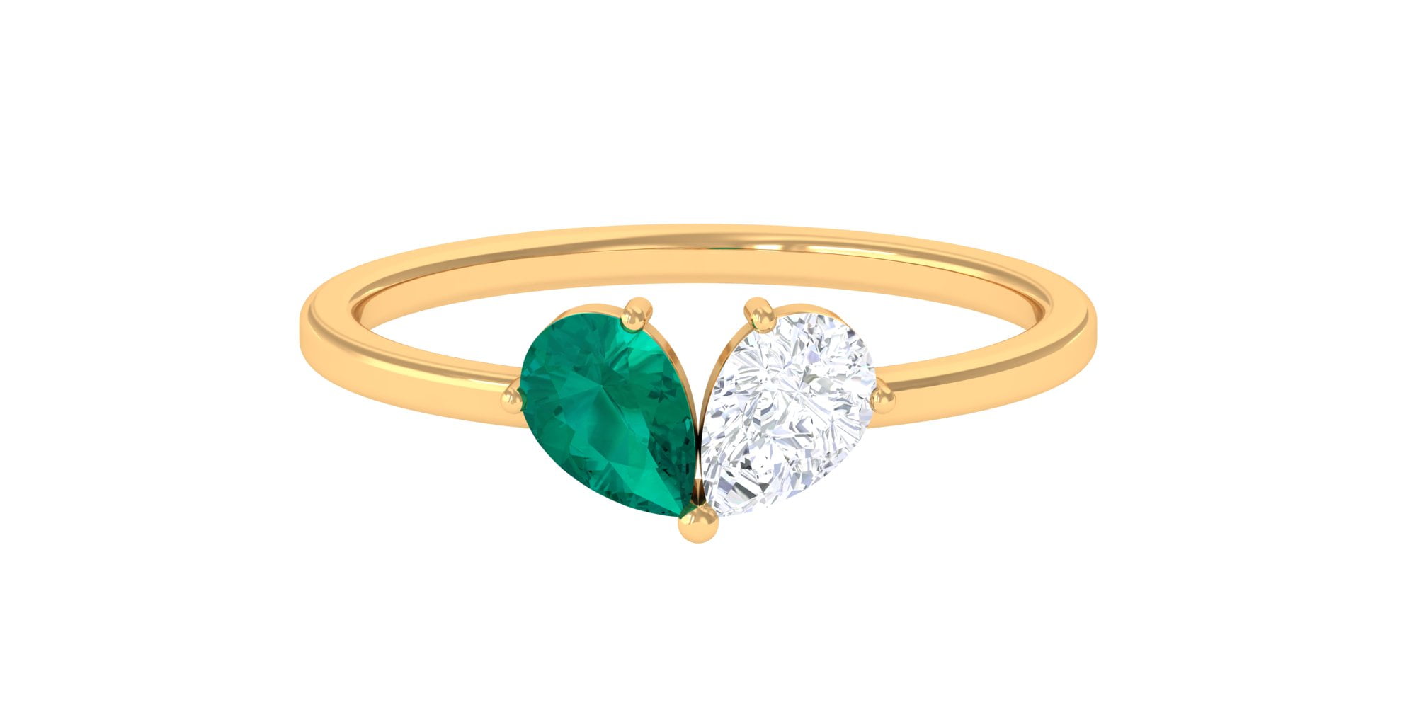 Emerald Promise Ring for Women with Moissanite, 2 Stone Ring - AAA ...