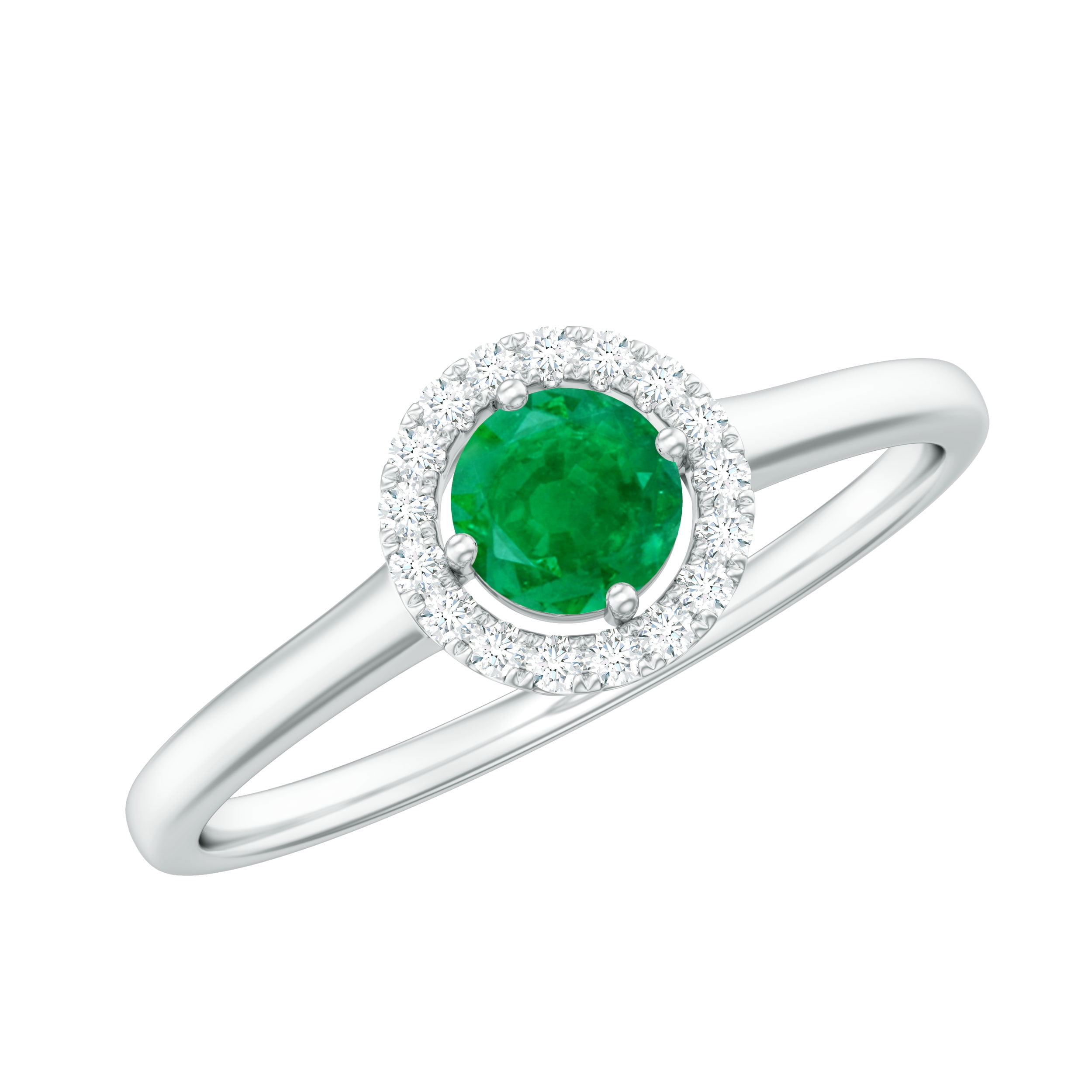 Rosec Jewels Emerald Promise Ring with Diamond Halo (0.50 CT, AAA ...