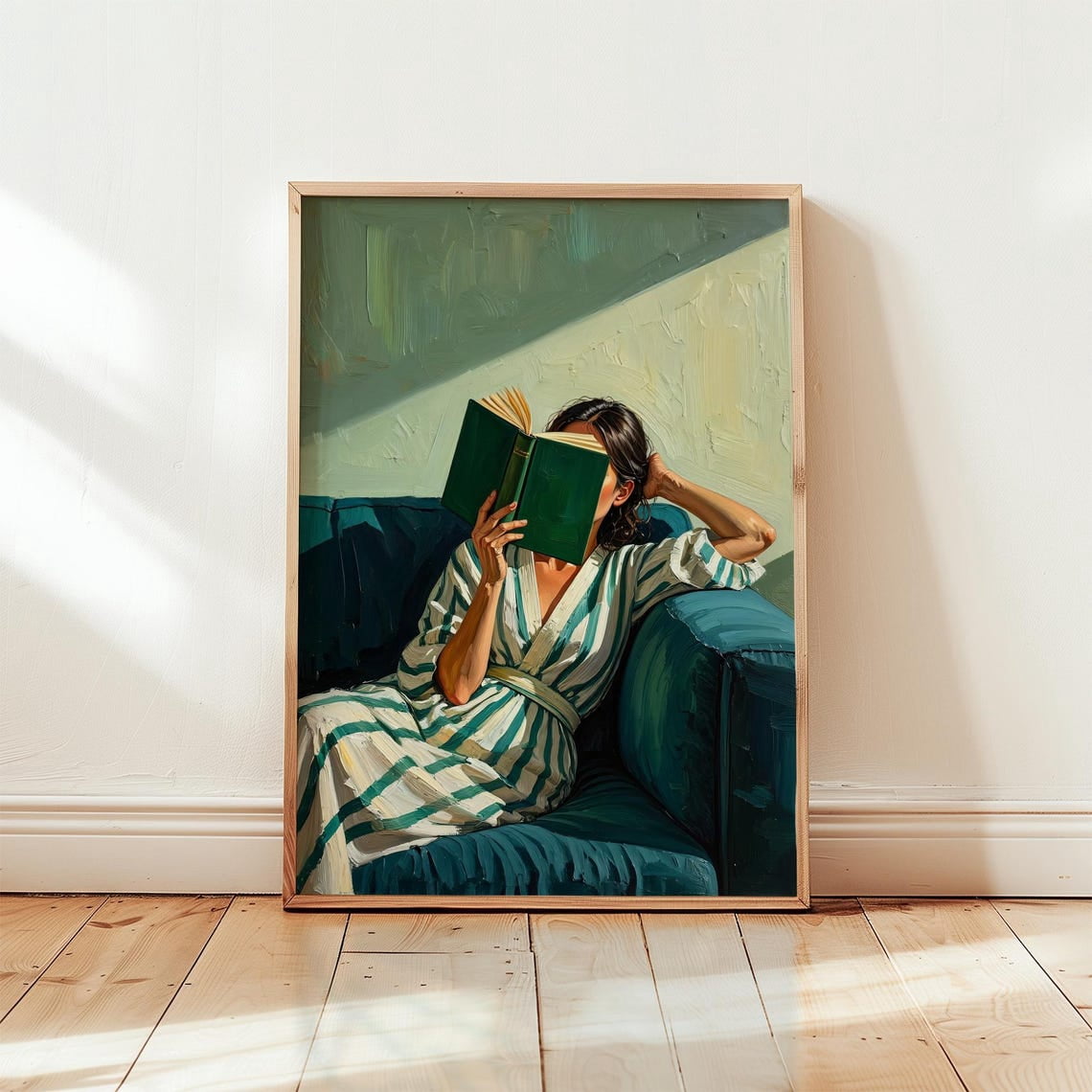Emerald Reading Woman Cozy Wall Art Poster Unframed Paper Print ...