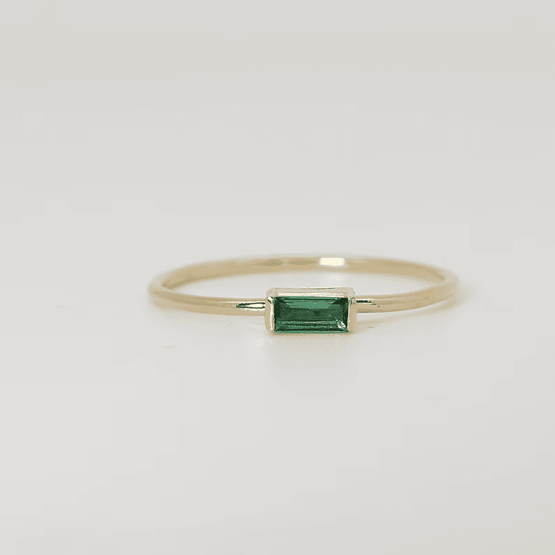 Emerald Ring 14k Gold Emerald Promise Ring Handmade Minimalist ...