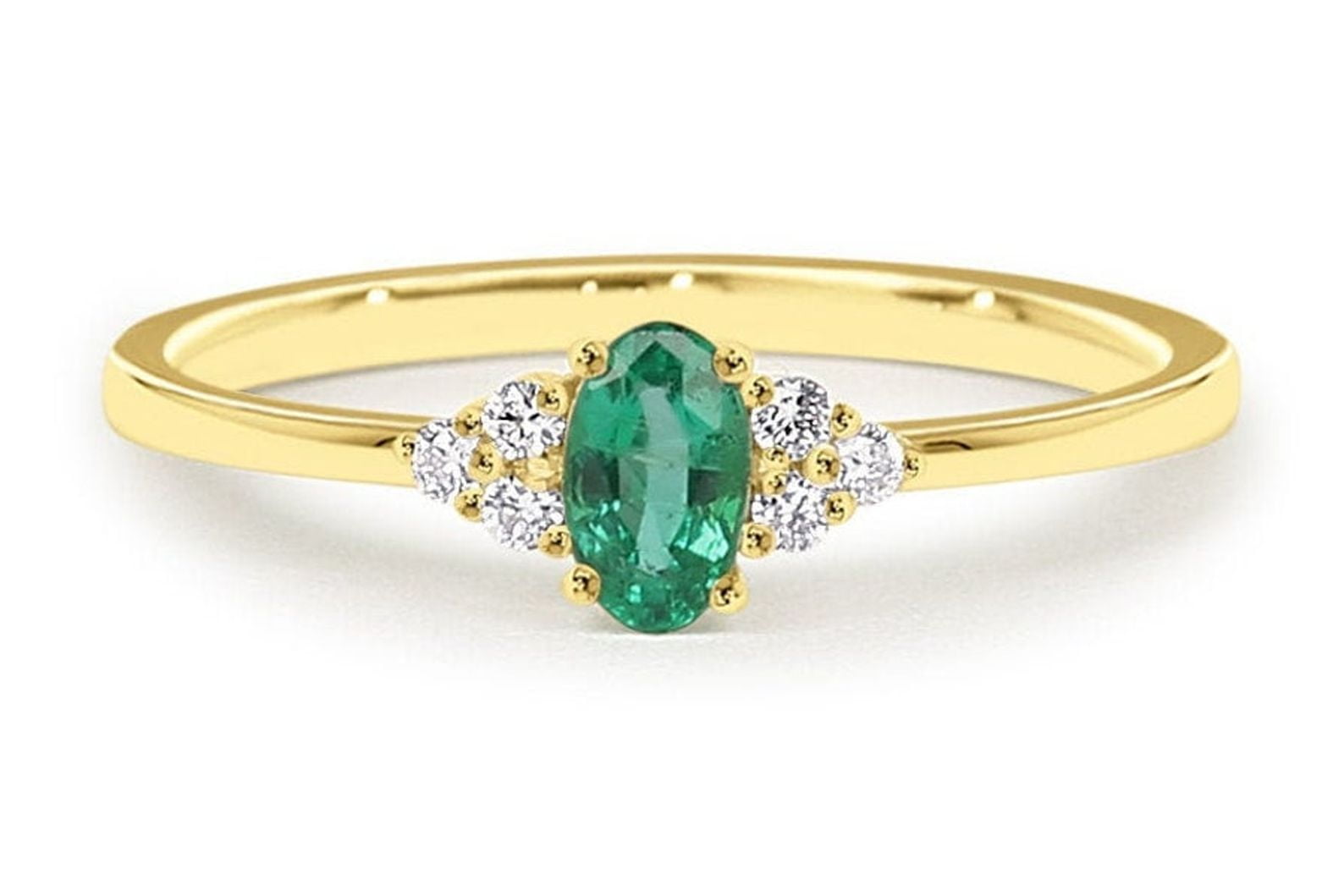 Emerald Ring, 14k Gold Plated 925 Sterling Silver Engagement Ring with ...