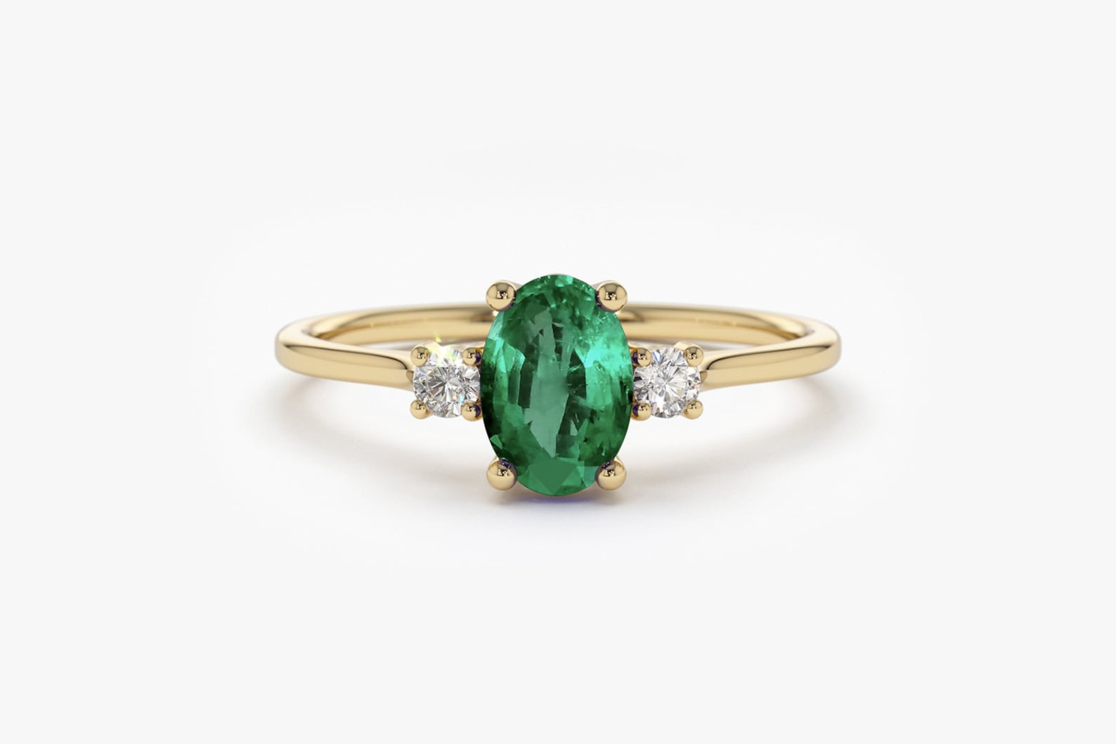 Emerald Ring Emerald Engagement Ring in 14k Gold Plated 925 Sterling ...