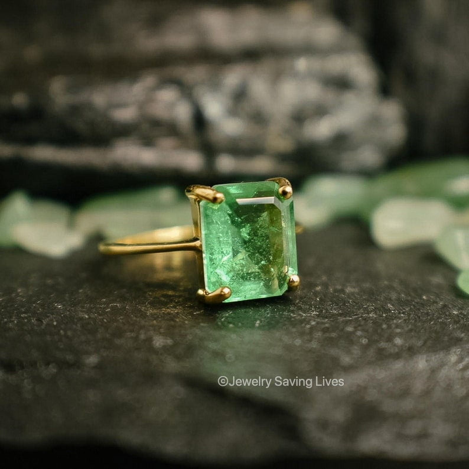 Emerald Ring, Glowing bright green Emerald cut Emerald ring, Emerald ...