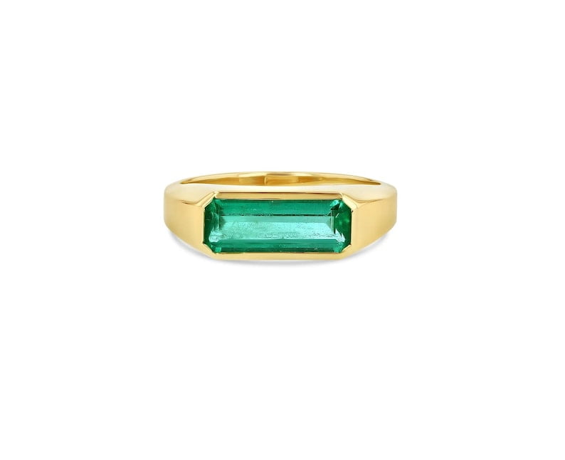 Emerald Ring, Signet Ring, Men's Ring, Women Ring, 925 Sterling Silver ...