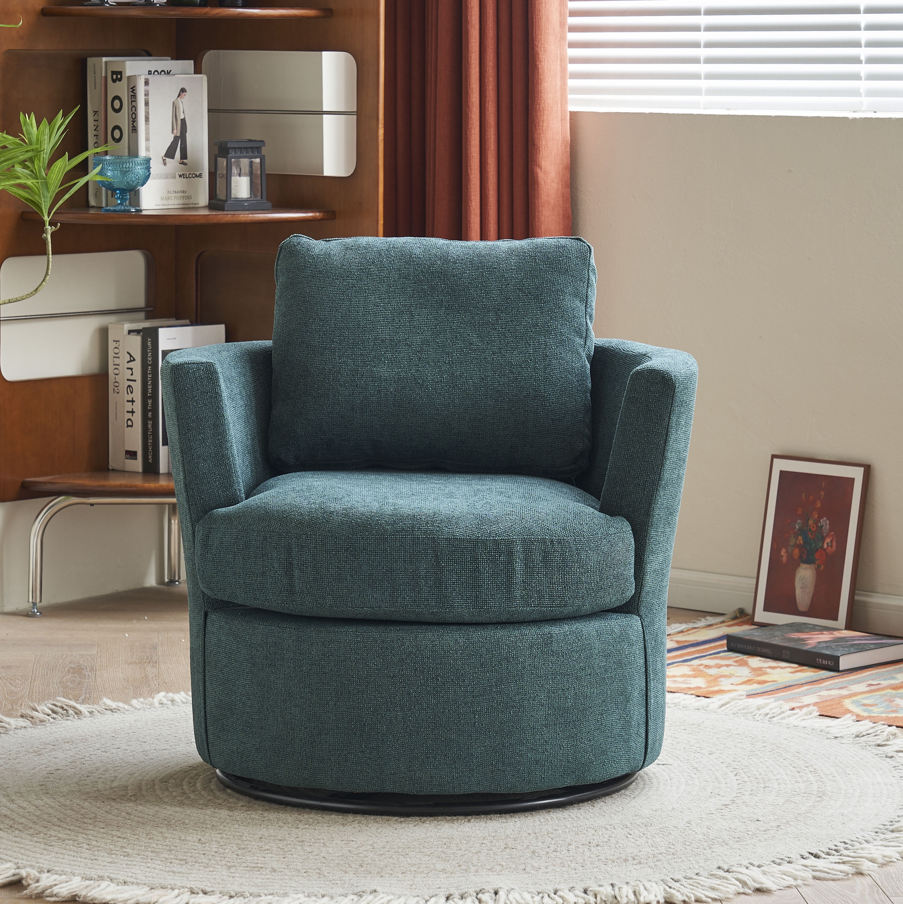 Emerald Round Rotating Accent Chair, 360 Degree Swivel Armchair for ...