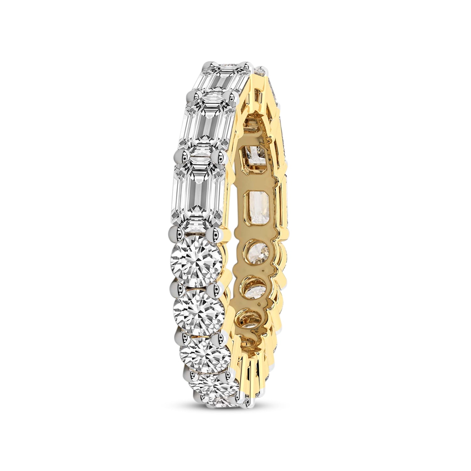 Emerald & Round Shape Lab Grown Diamond Brynn Eternity Ring For Women ...