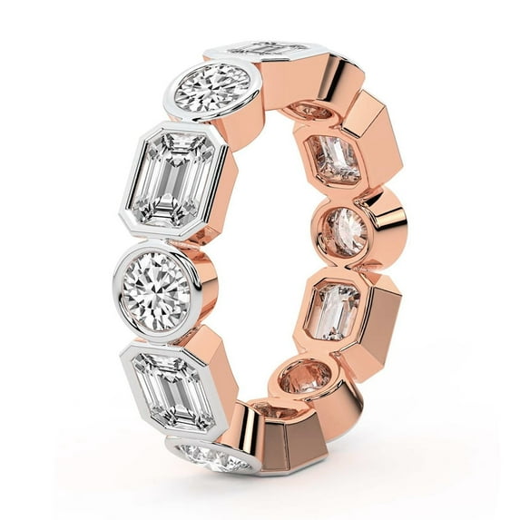 Emerald & Round Shape Lab Grown Diamond Carmen Bazel Eternity Ring For ...