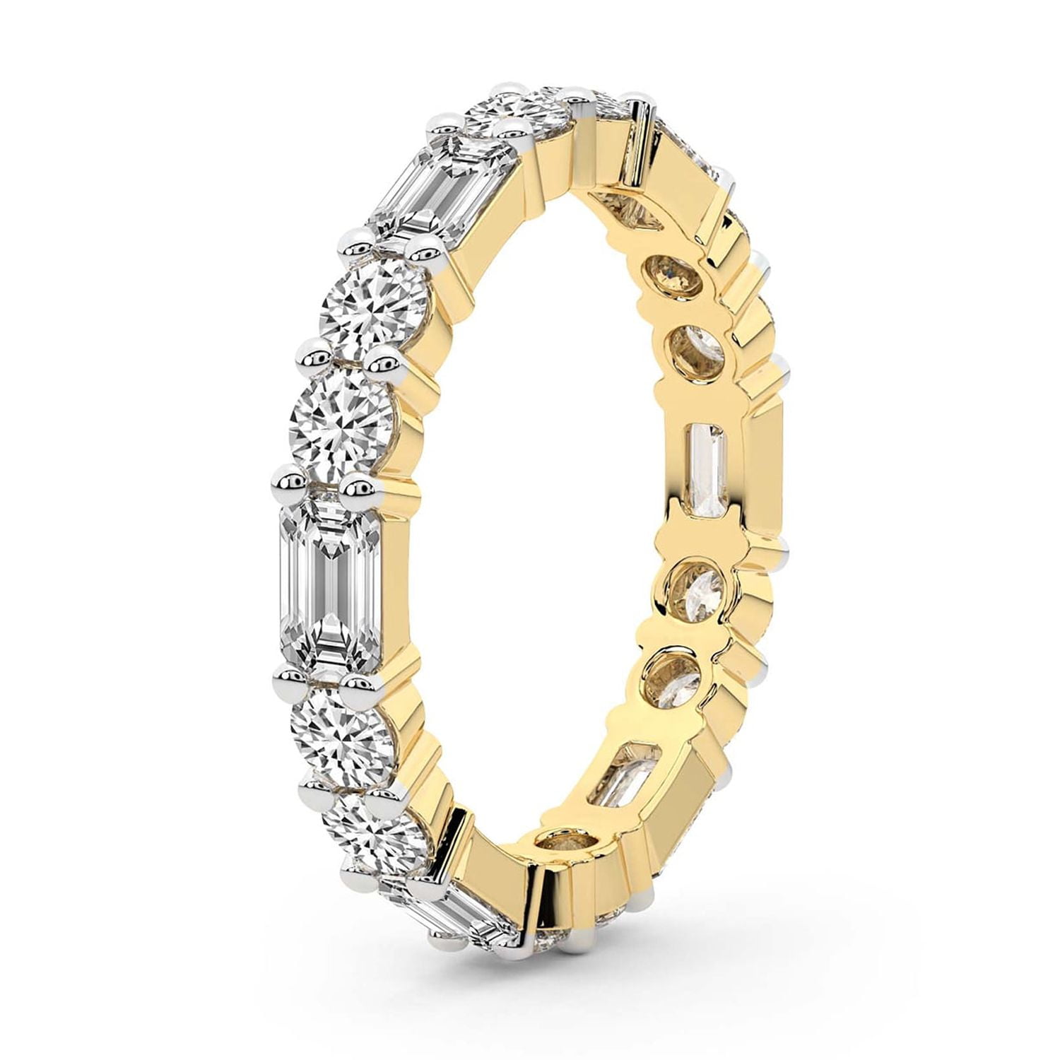 Emerald & Round Shape Lab Grown Diamond Emory Eternity Ring For Women ...