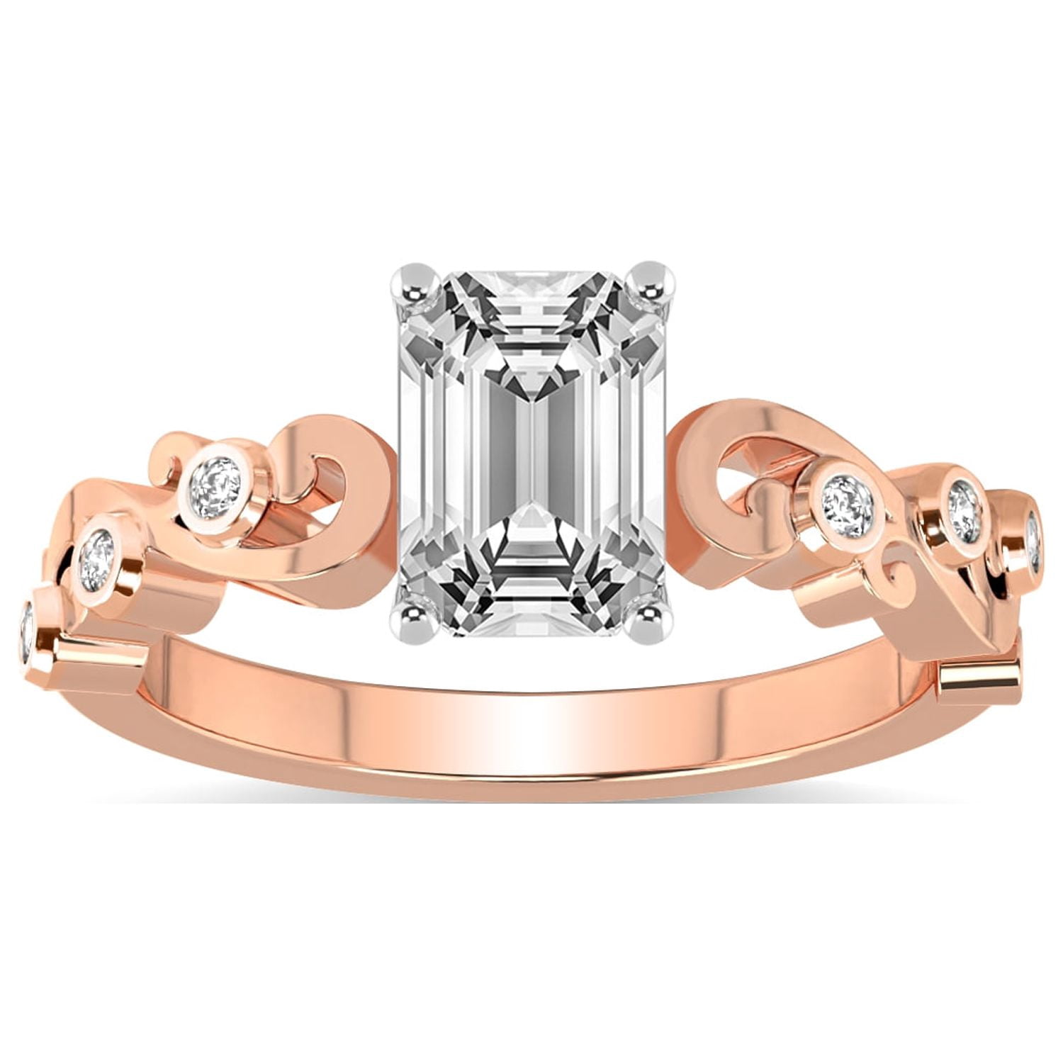 Emerald Shape 4 Carat IGI Certified Lab Grown Diamond Ring | 14K Rose ...
