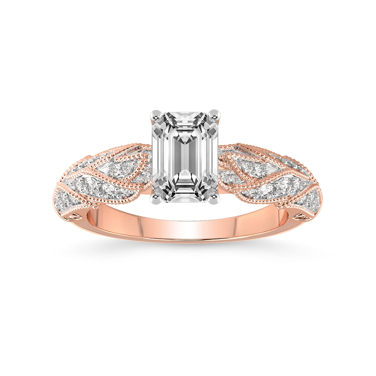 Emerald Shape 4 Carat IGI Certified Lab Grown Diamond Ring | 14K Rose ...