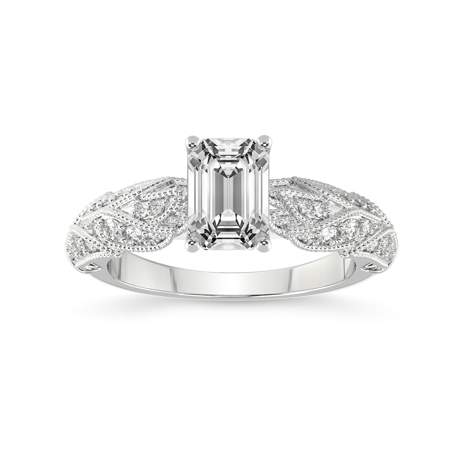 Emerald Shape 4 Carat IGI Certified Lab Grown Diamond Ring | 14K White ...