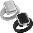 Emerald Silicone Rings with Metal Frame & CZ Stones - 2 Rings Set ...