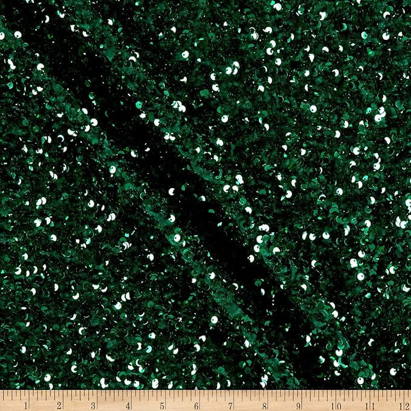 Emerald Stretch Velvet Sequin Fabric, Glitter Spandex Material – Ideal ...