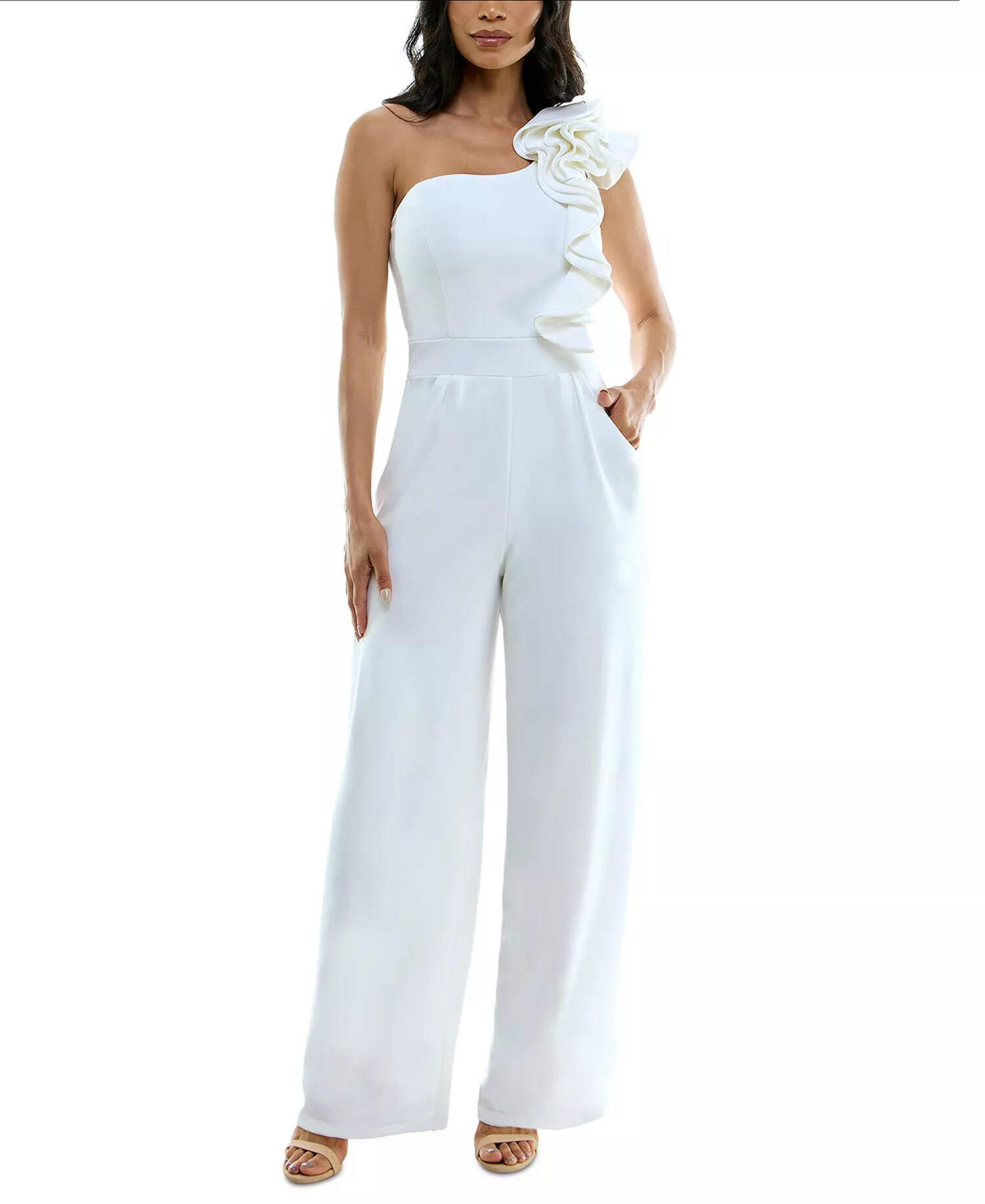 Emerald Sundae Asymmetric-Neck One-Shoulder Ruffle Jumpsuit - Walmart.com