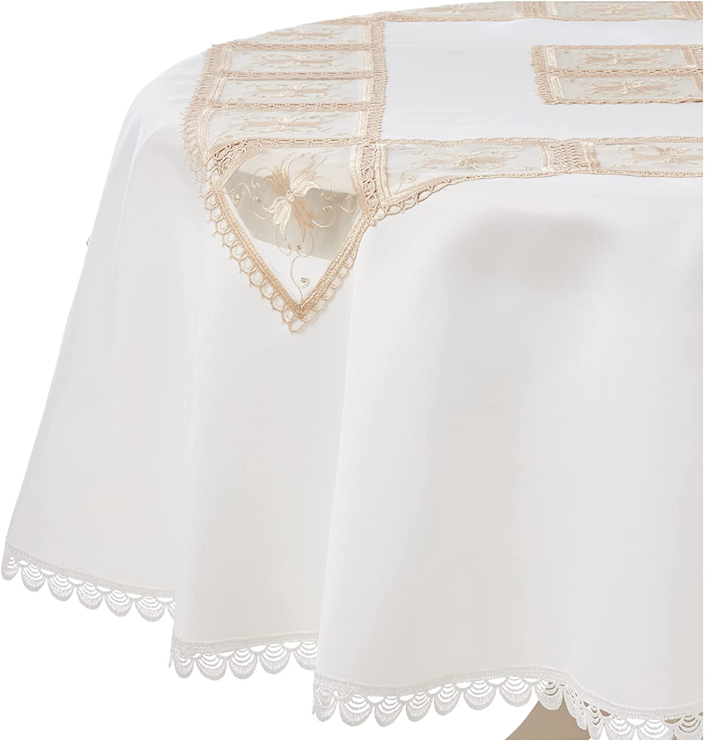 Emerald Tablecloths With Cutwork And Embroidered Roses Design 70" Round ...