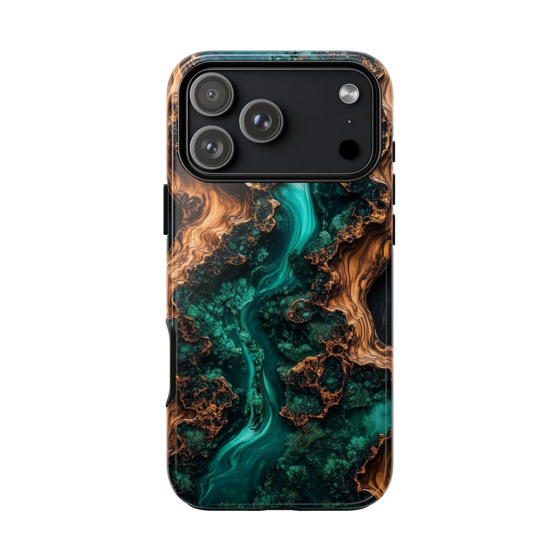 Emerald Teal Resin Walnut Wood Print Luxury Abstract Faux Timber ...