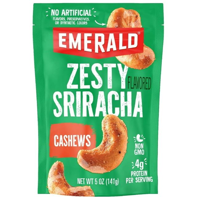 Emerald Um1 Nuts Sriracha Seasoned Cashews 1 Pack 5 Oz Resealable Bag Kosher Certified