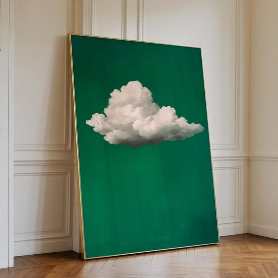 Emerald Vintage Clouds Wall Art Poster, Cloudy Sky Gallery Art ...