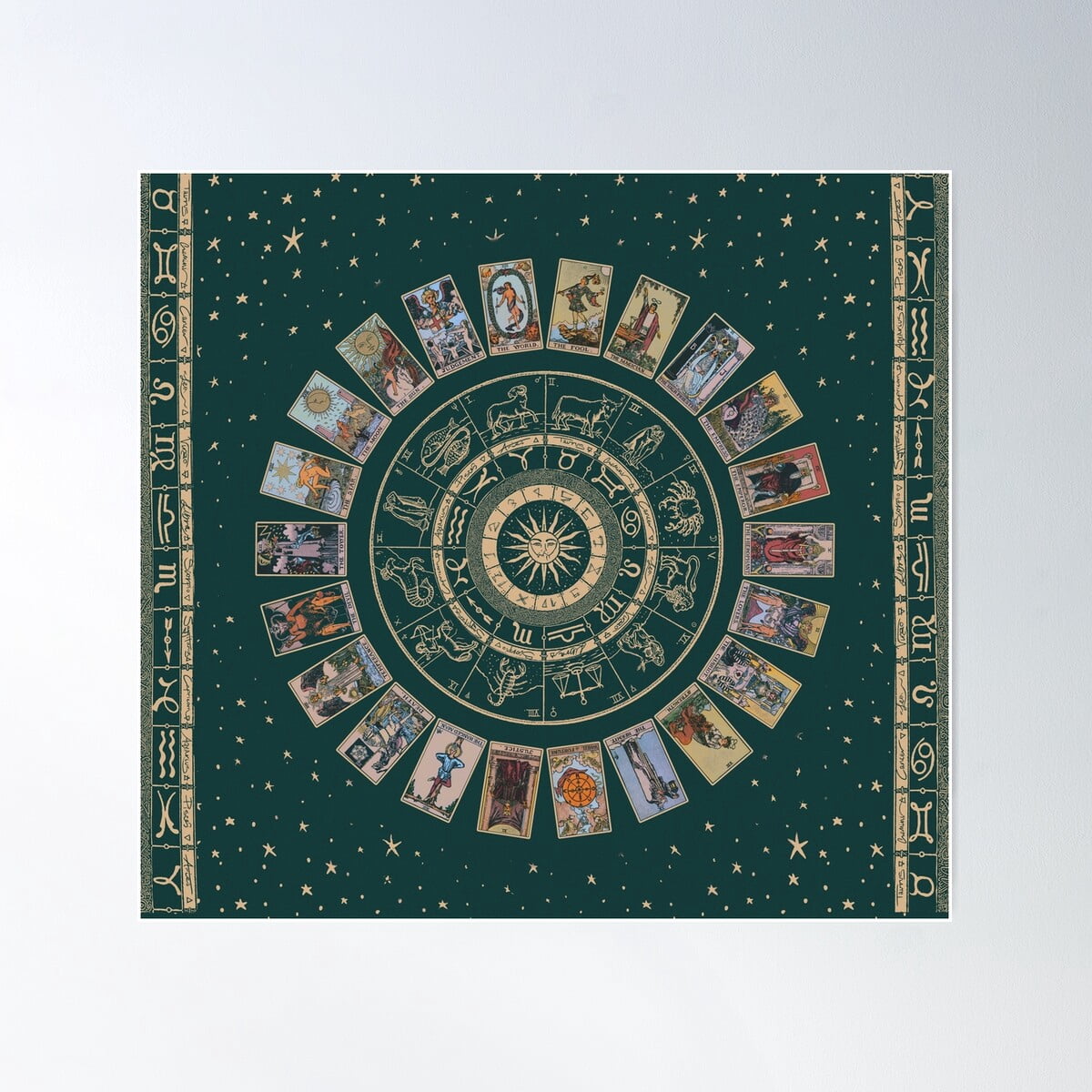 Emerald Wheel Of The Zodiac, Astrology Chart & The Major Arcana Tarot ...