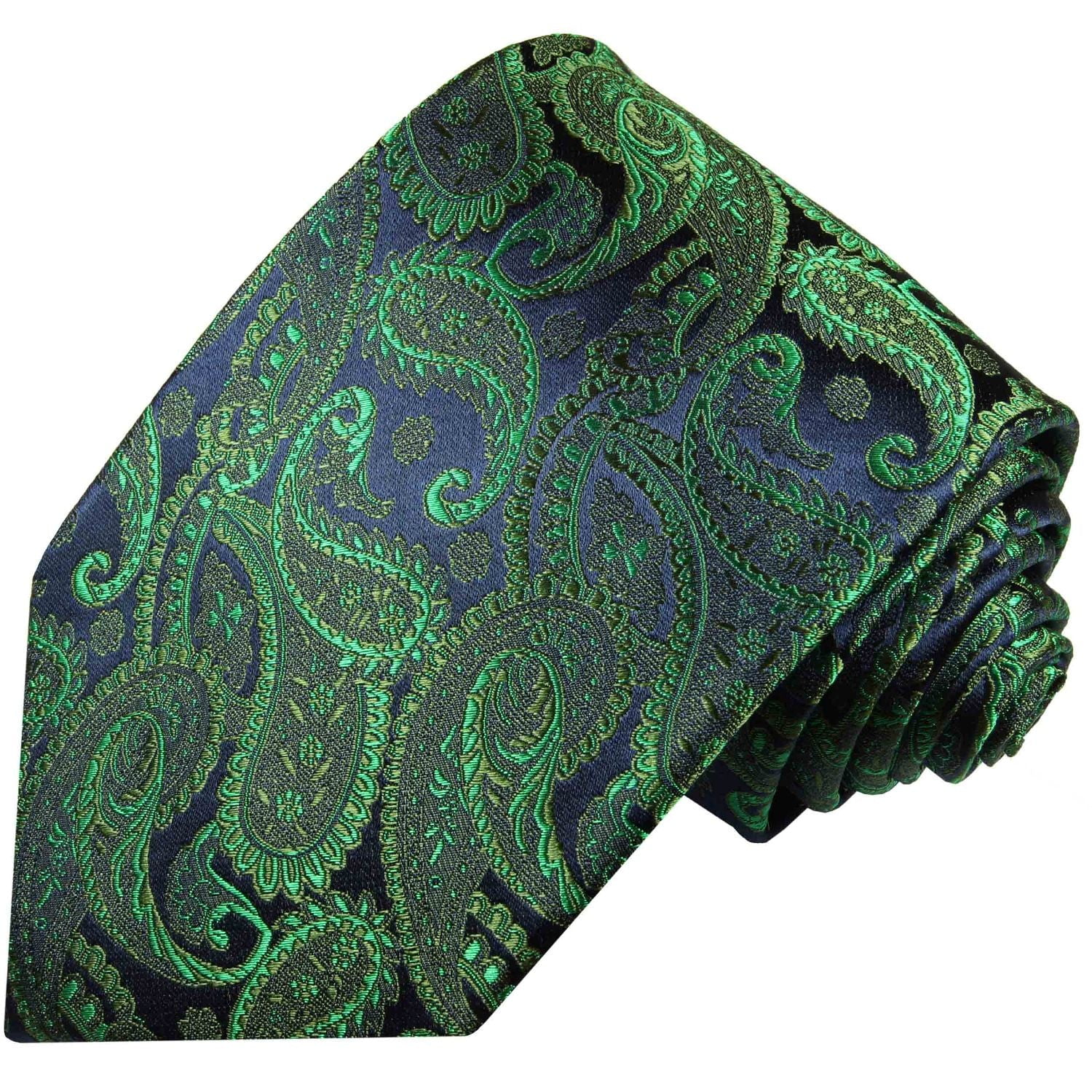 Emerald and Navy Paisley Men's Necktie Set by Paul Malone - Walmart.com