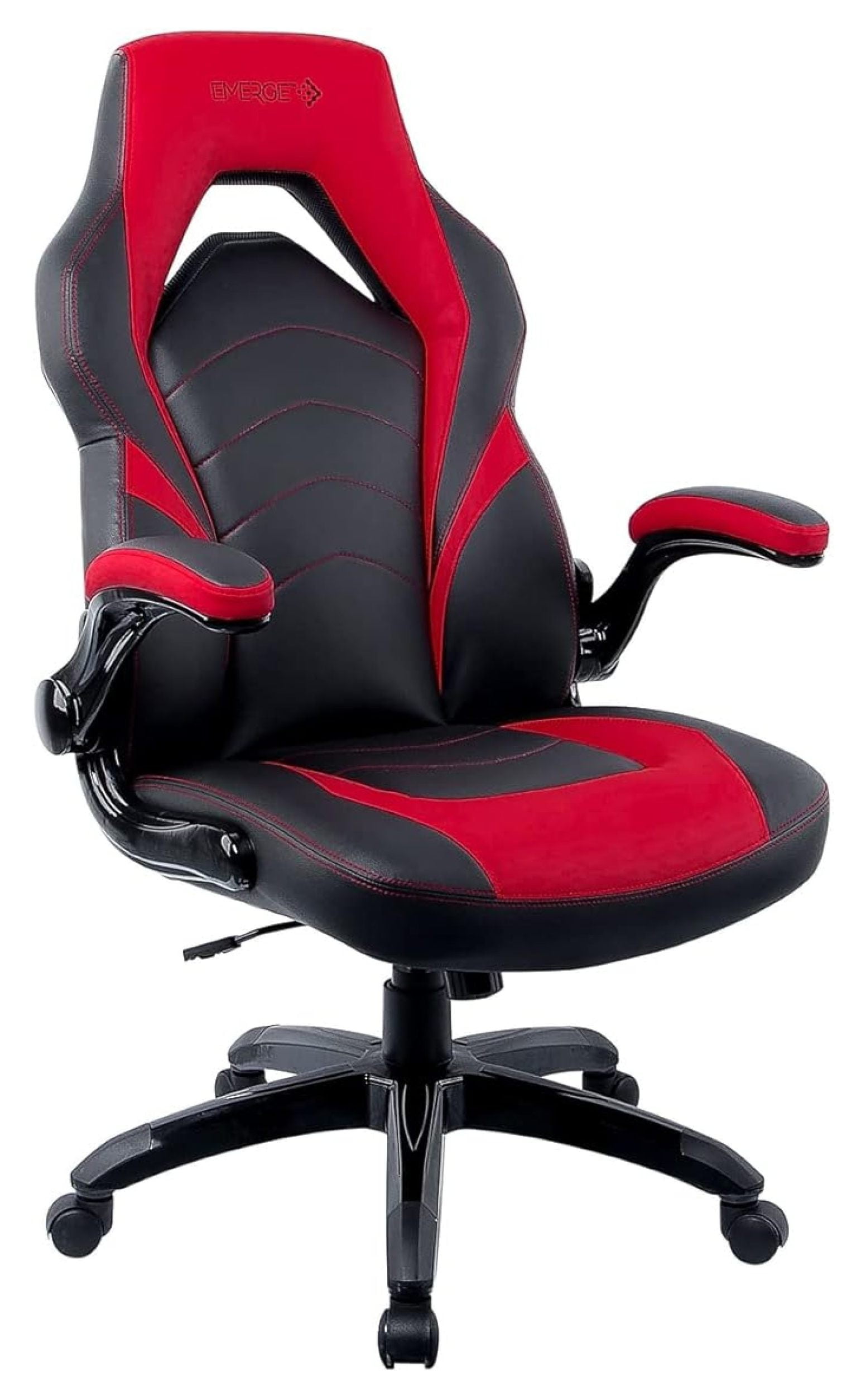Emerge Bonded Leather Ergonomic Gaming Chair, Black and Red (51465-CC ...