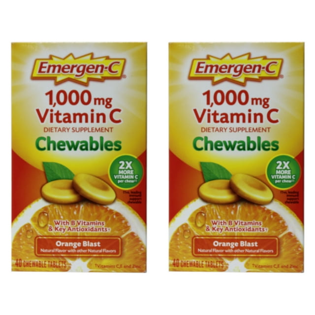 Emergen-C 1,000 mg Vitamin C Dietary Supplement Orange Blast Chewables ...