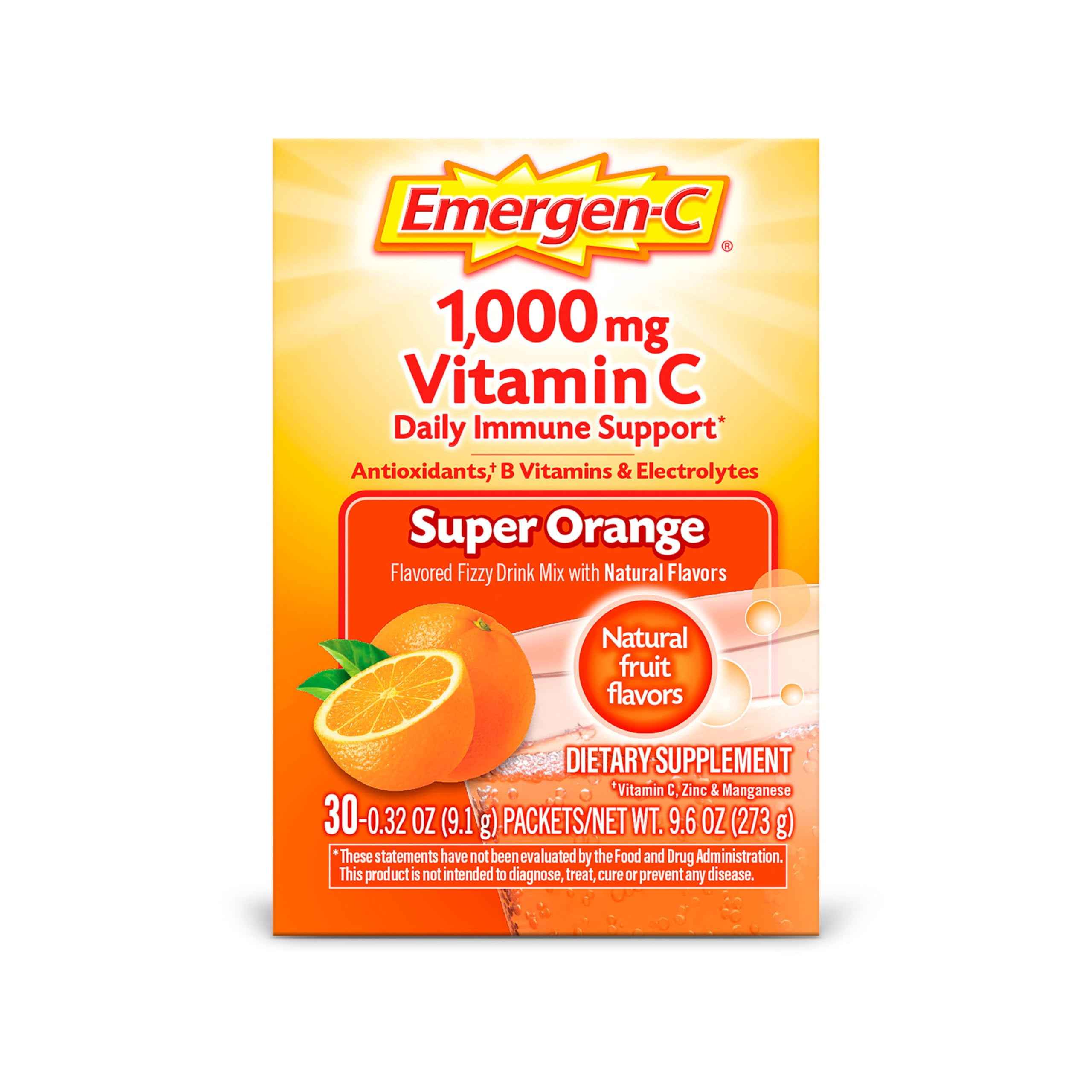 Emergen-C 1000mg Vitamin C Powder for Daily Immune Support Caffeine ...