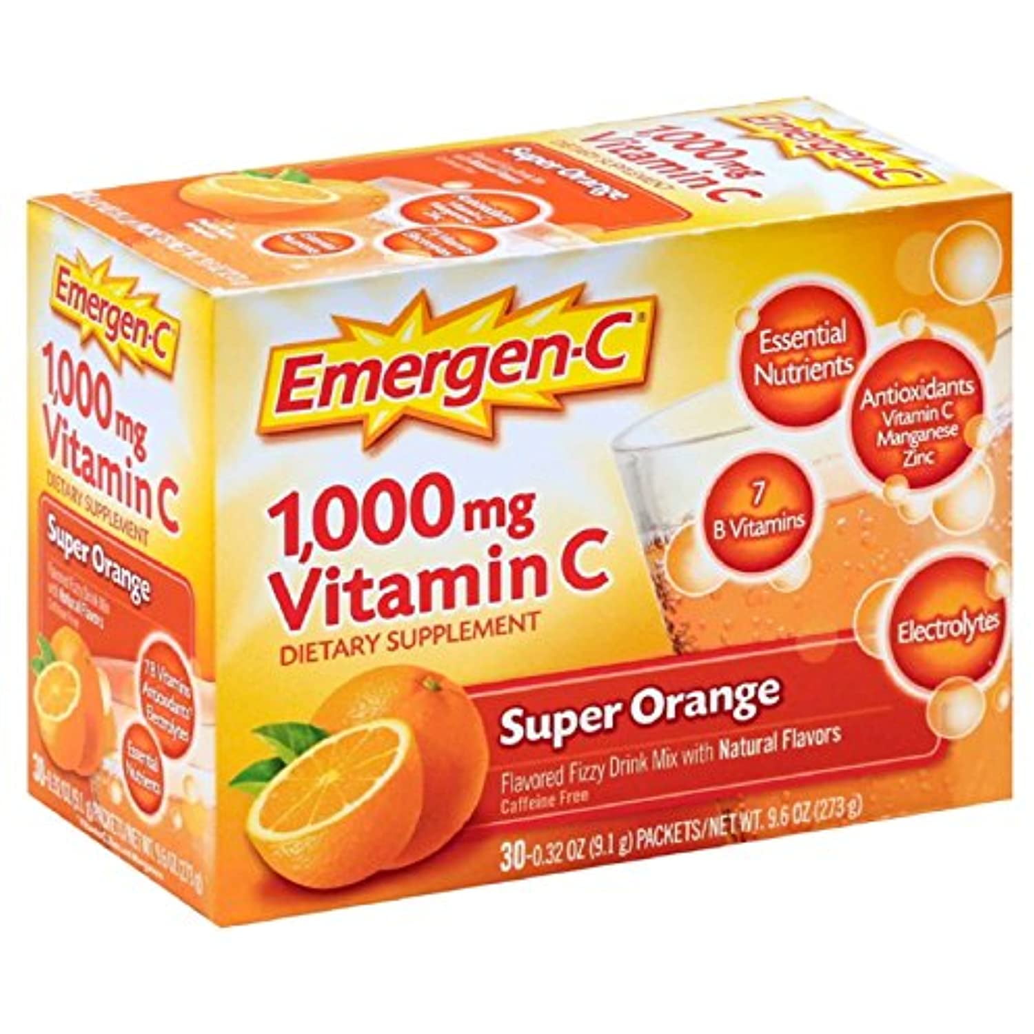 Emergen-C Health And Energy Booster - Super Orange, 30 Ct. Pack Of 5 ...