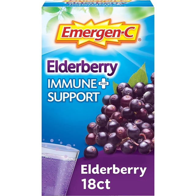 Emergen-C Immune Plus Vitamin C Supplement Powder, Elderberry, 18 Ct ...