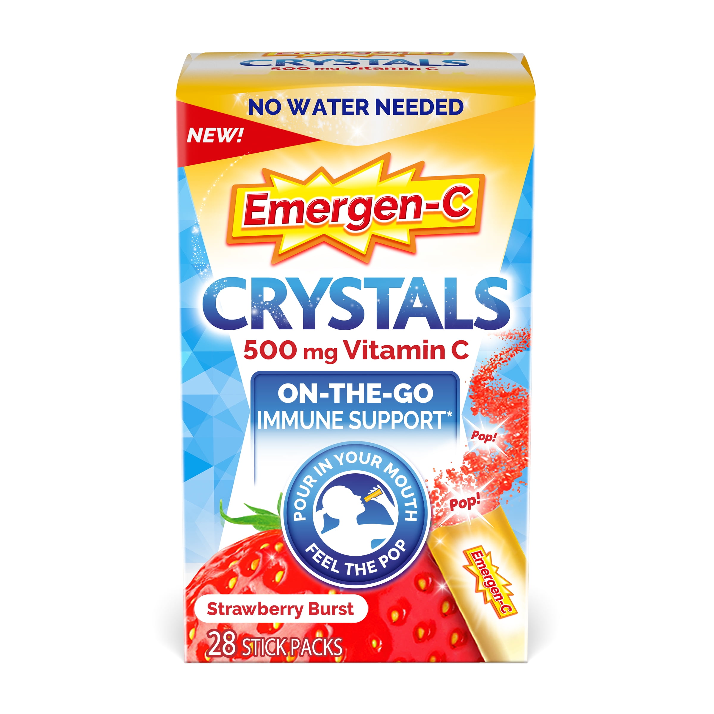 Emergen-C Immune Support Crystals, Strawberry Burst, 28 Stickpacks ...