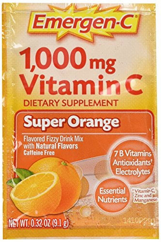 Emergen-C Vitamin C Powder Packets, 1000 mg, Super Orange, 30 Ct (4 ...
