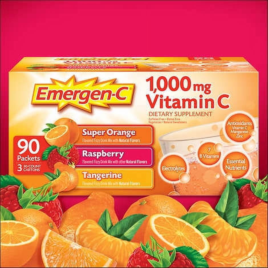 Emergen-C Vitamin C Drink Mix, Energy & Immune Support, Variety Flavors ...
